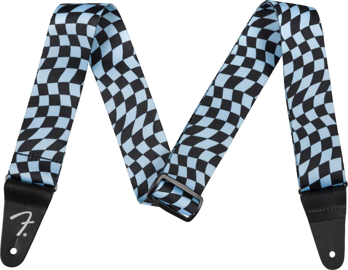 Fender Wavy Checkerboard Polyester Strap, Blue