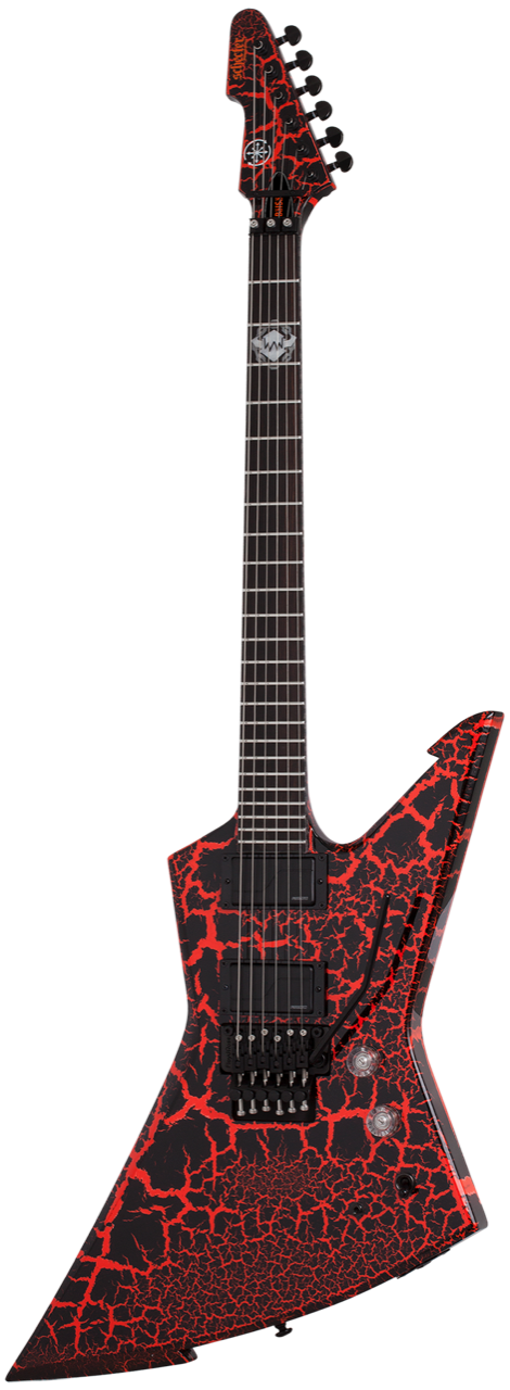 Schecter BalSac E-1 FR Signature Guitar - Black Orange Crackle
